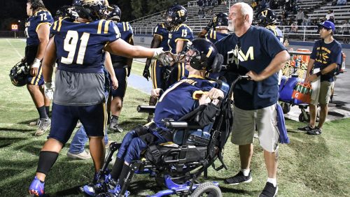 Blue Devil football team celebrates its No. 1 fan - Merced College