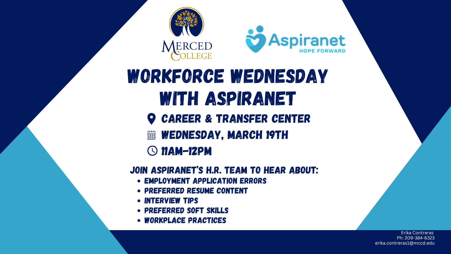 Workforce Wednesday: Meet with Aspiranet - Merced College